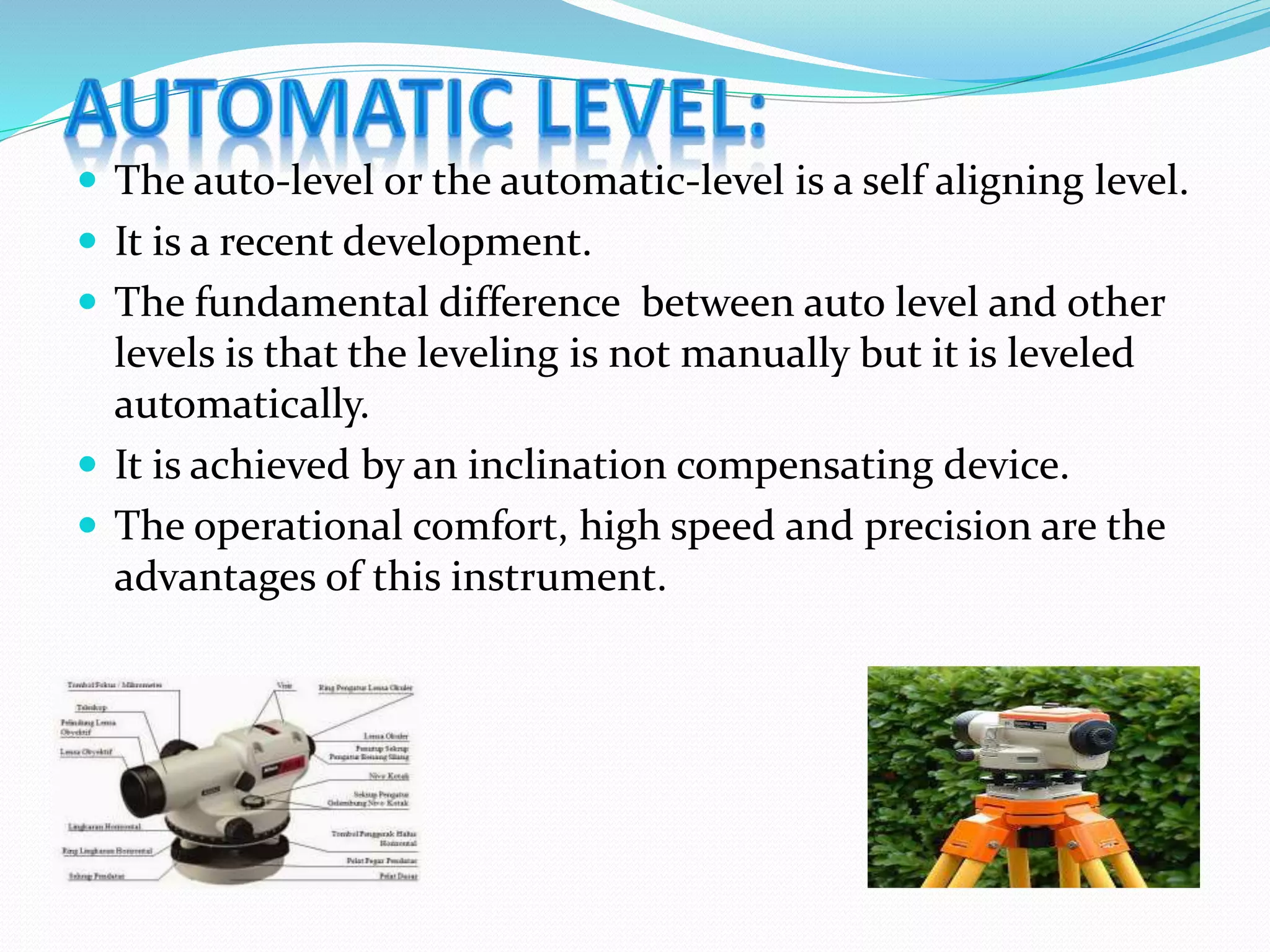 DIFFERENT TYPE OF LEVELING I NSTRUMENTS | PPT