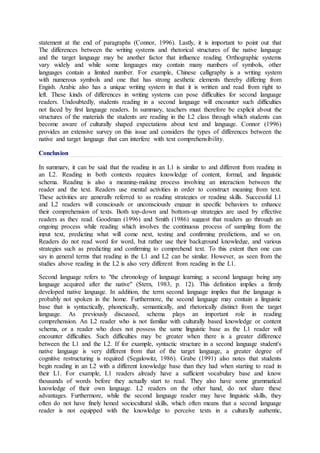 Presentation a comparison of l1 and l2 reading | PDF