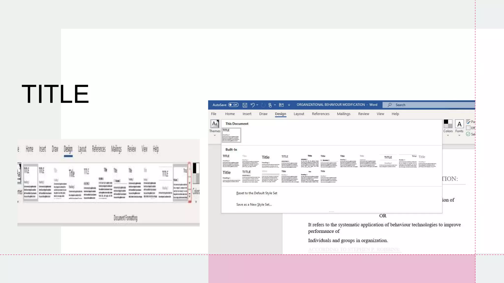 how to use design option in Microsoft word | PPT