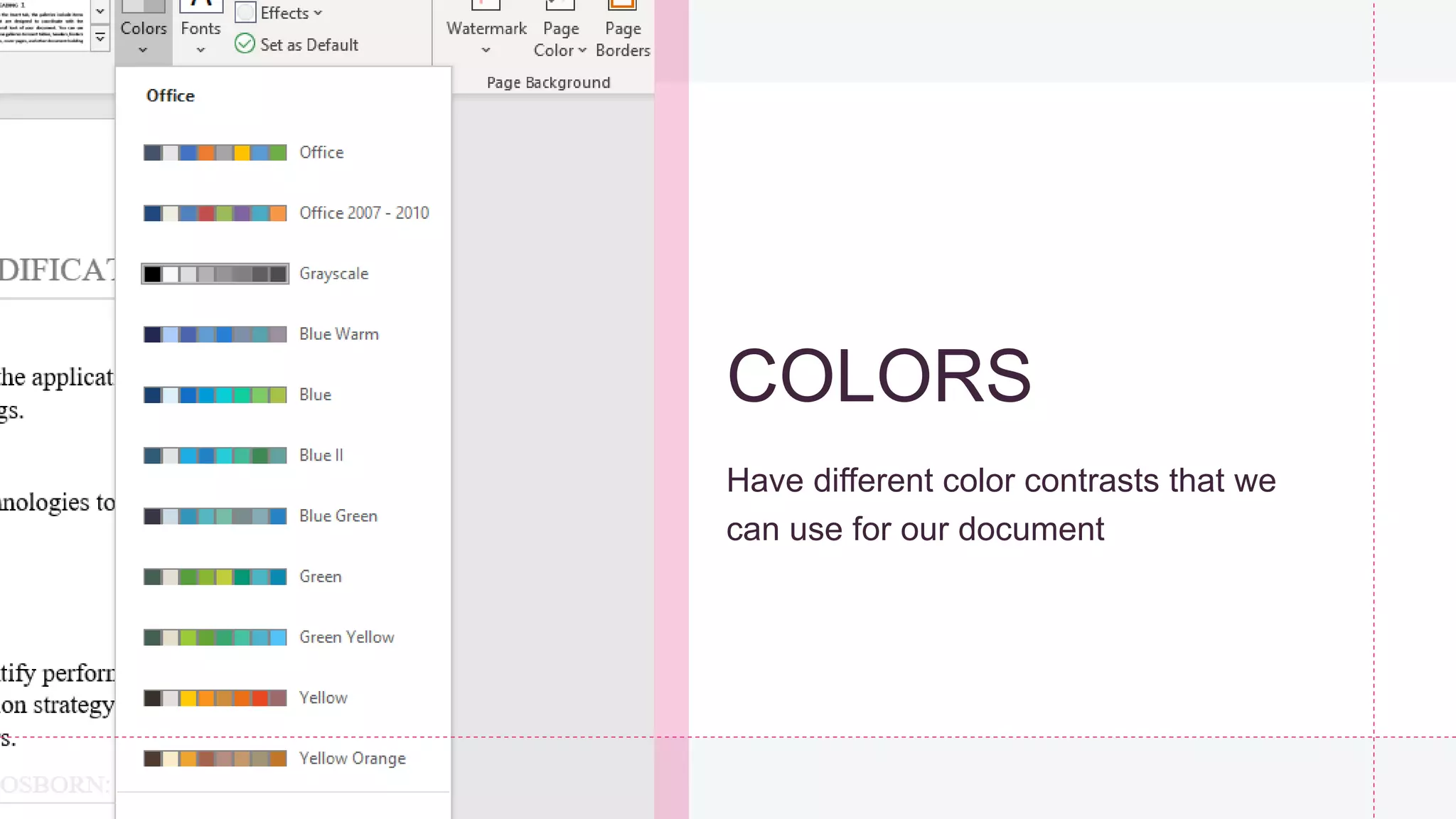 how to use design option in Microsoft word | PPT