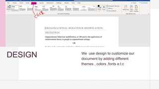 how to use design option in Microsoft word | PPTX