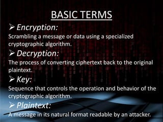 Cryptography, a science of secure writing | PPTX | Information and Network Security | Computing