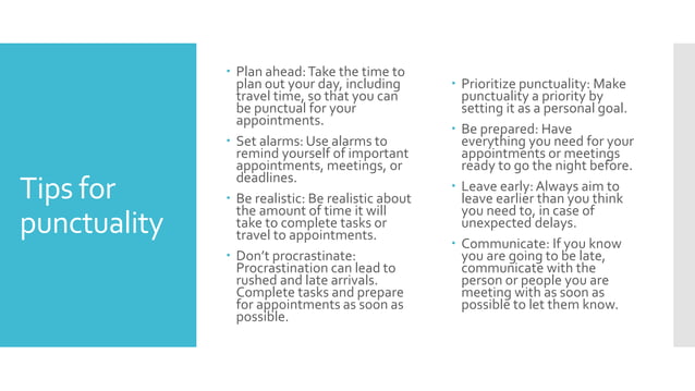 Punctuality | PPTX | Parenting | Family and Relationships