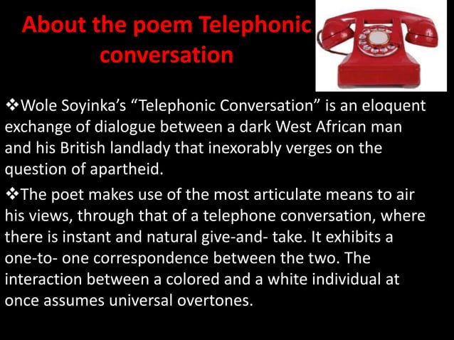 Racial Discrimination In the poem Telephonic Conversation | PPTX ...