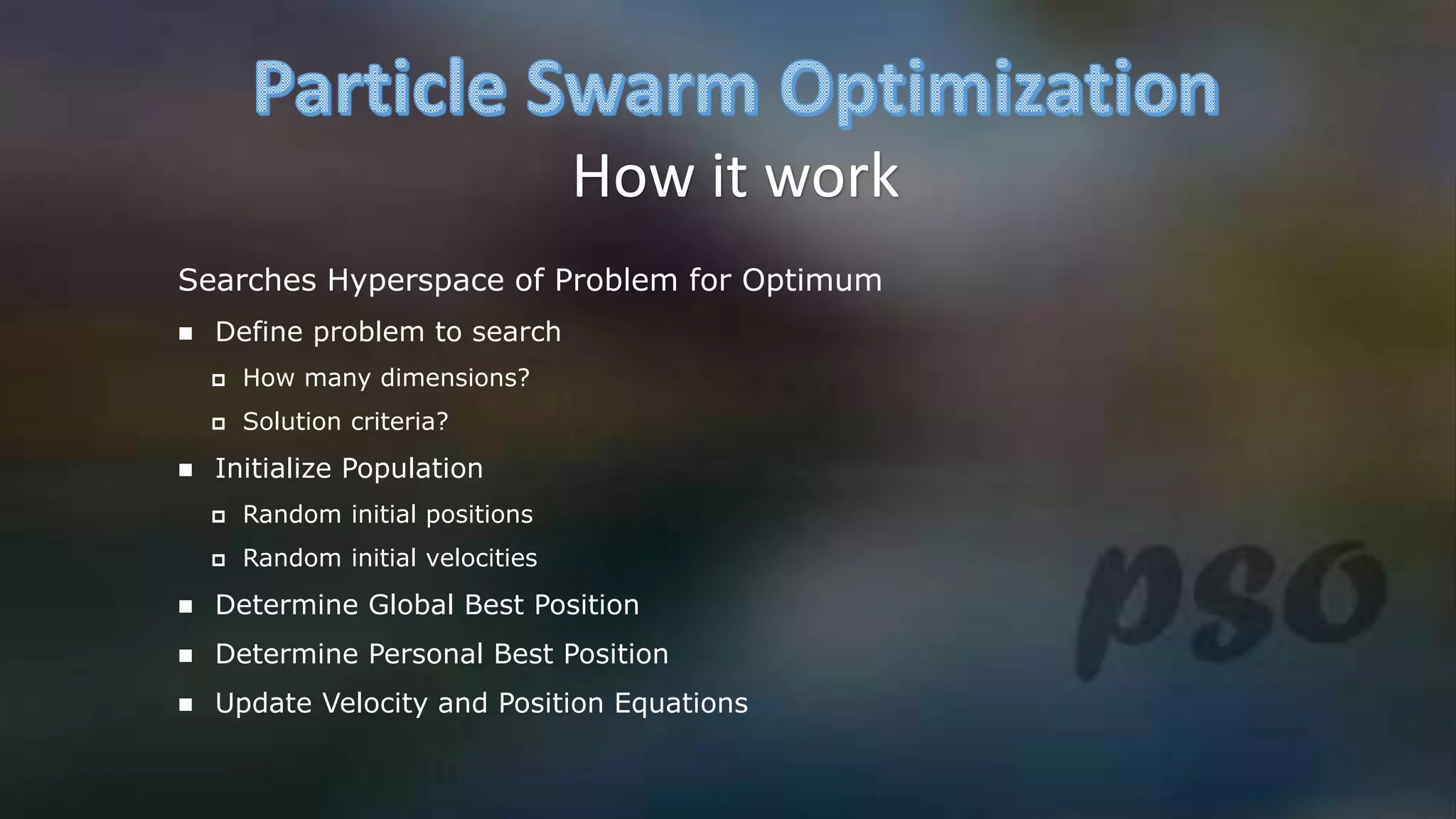 Particle Swarm Optimization | PPT