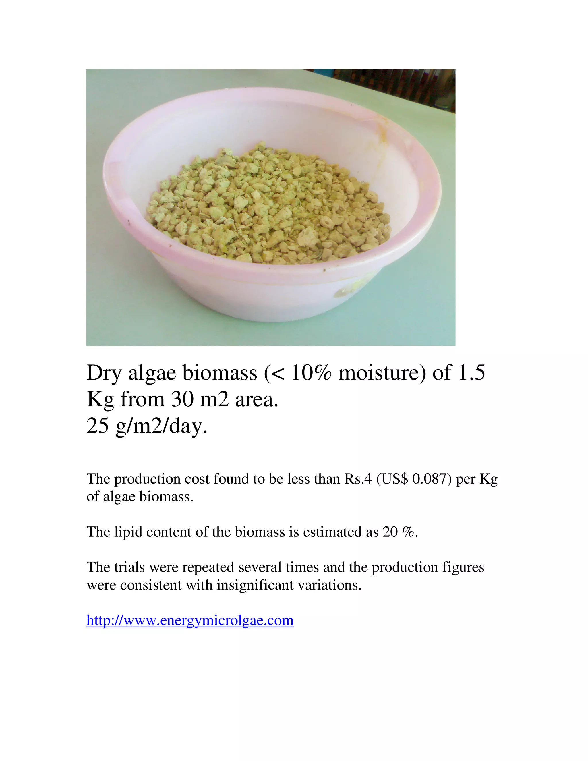 Low cost algae biomass production | PDF