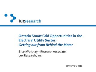 Ontario Smart Grid Opportunities in the Electrical Utility Sector ...