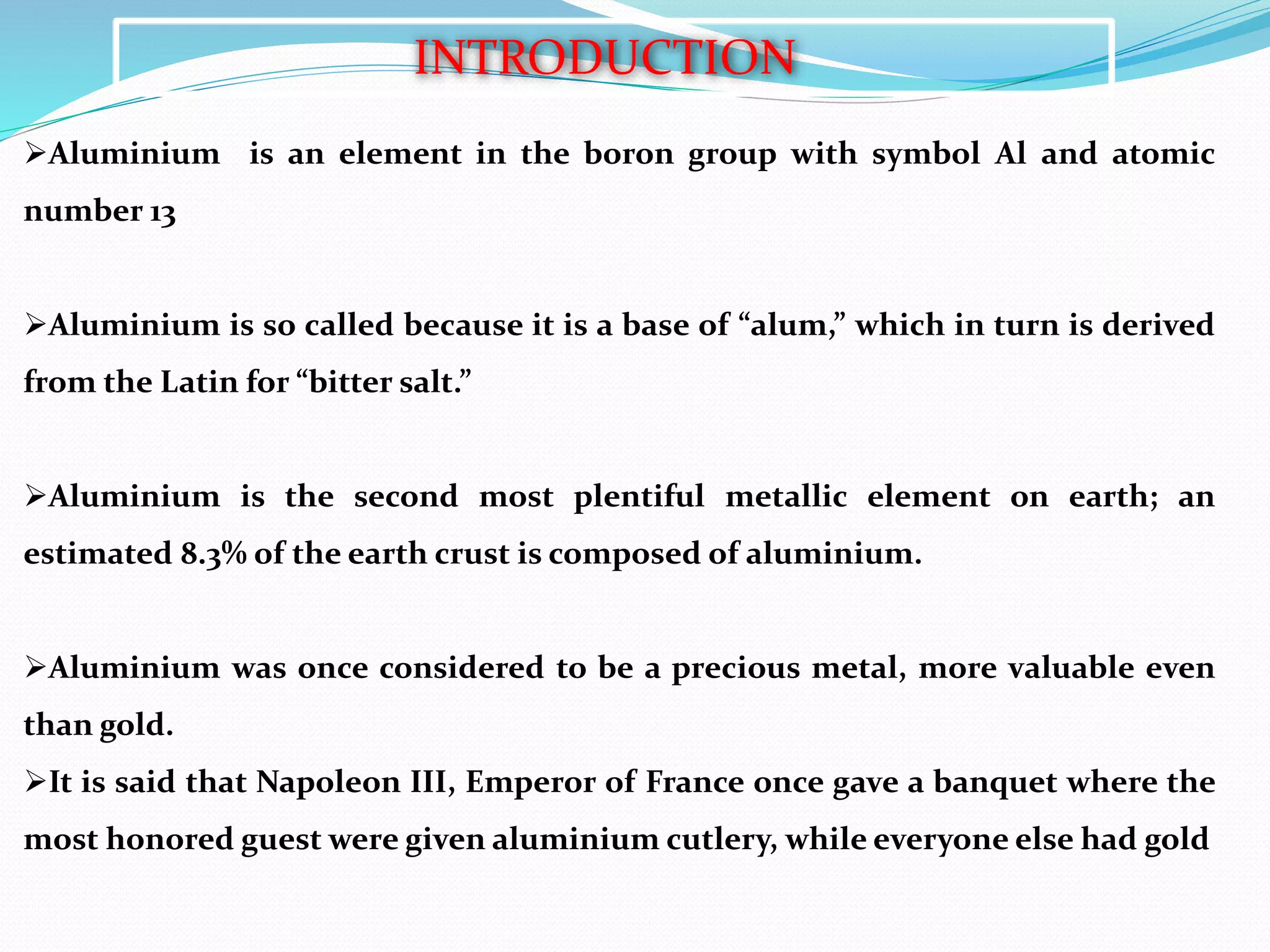 Aluminium Processing,Properties and Application | PPTX