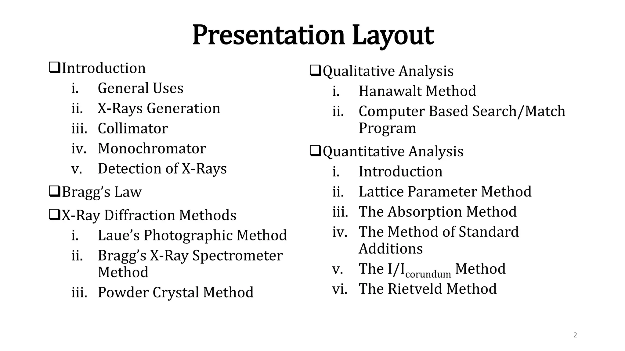 X-Ray Diffraction - Qualitative and Quantitative Analysis | PPTX