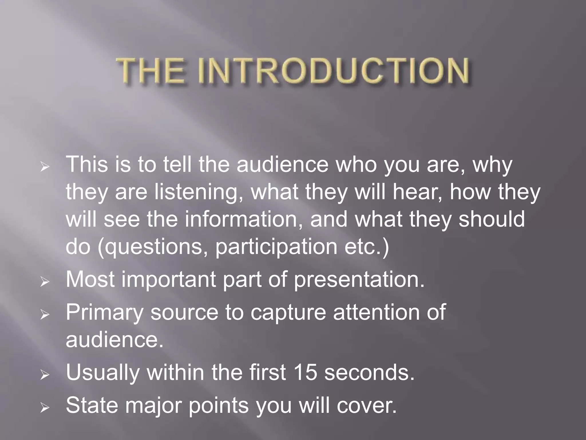Presentation and parts of presentation | PPTX