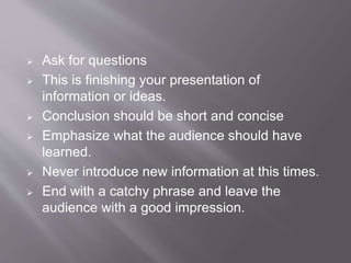 Presentation and parts of presentation | PPTX