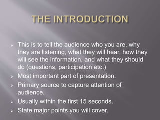 Presentation and parts of presentation | PPTX