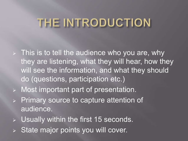 Presentation and parts of presentation | PPTX