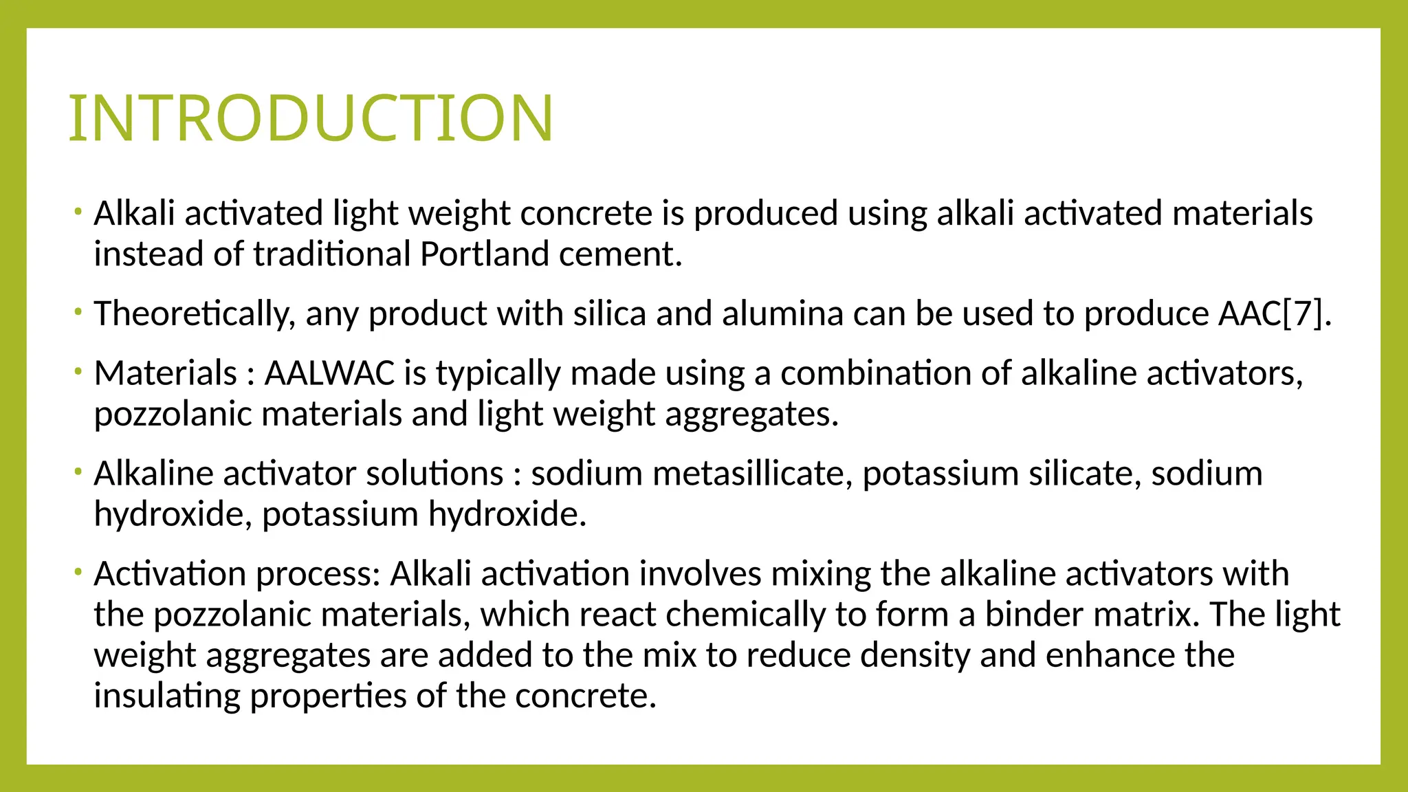 Presentation ALKALI ACTIVATED CONCRETE AND ITS BEHAVIOUR | PPTX