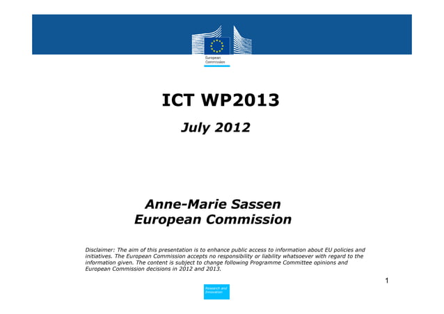 Presentation anne marie sassen 1 ec-wp2013 | PPT