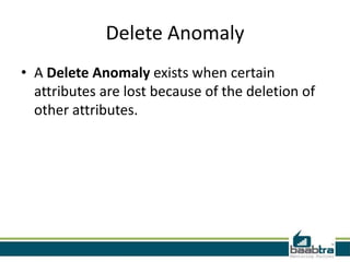 Anomalies in database | PPTX