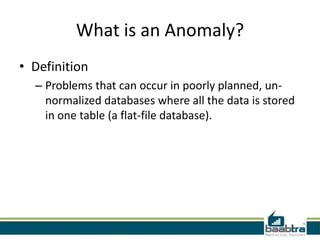 Anomalies in database | PPT