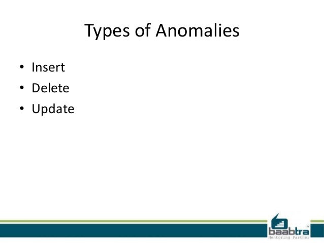 Anomalies in database