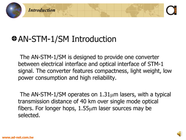 STM-1 electrical to Optical converter presentation | PPT