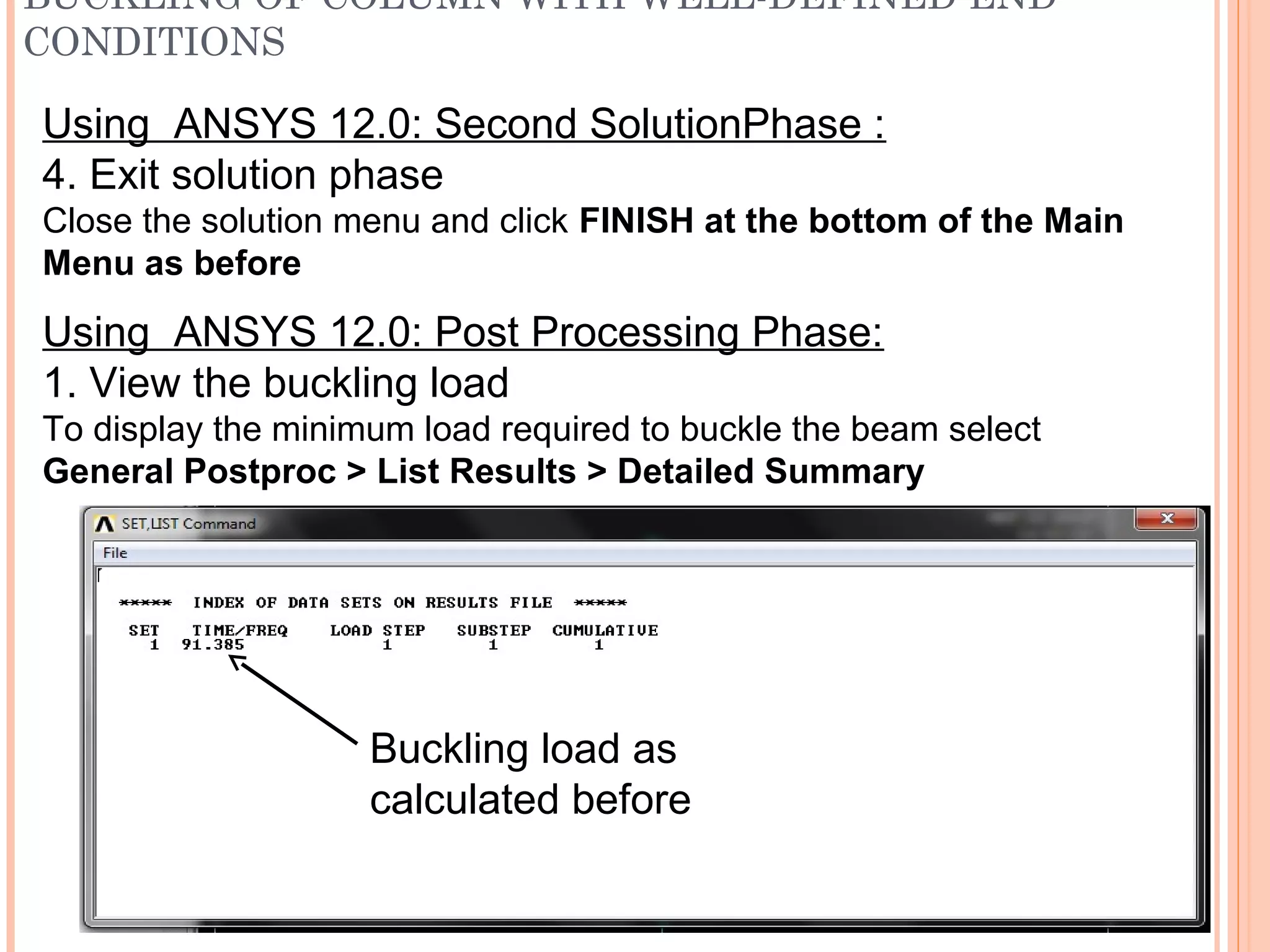 Buckling Analysis in ANSYS | PPT