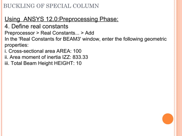 Buckling Analysis in ANSYS | PPT | Physics | Science