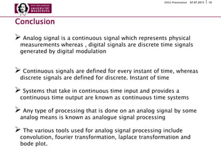 Continuous Time Analog Systems | PPT