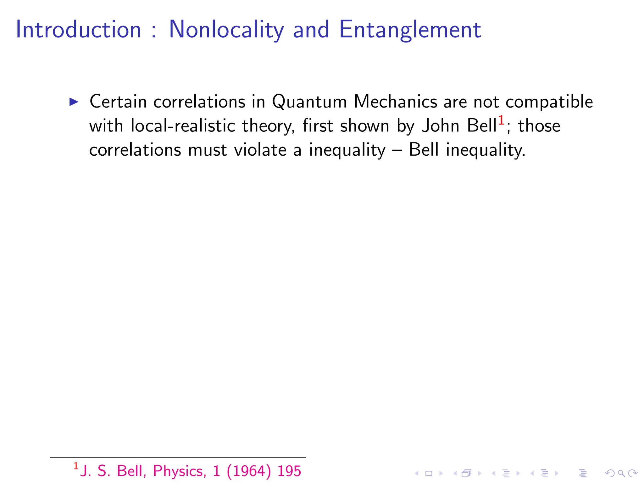 (presentation) arpan.pdf on bell inequalities | PPT