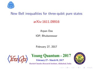 (presentation) arpan.pdf on bell inequalities | PPT