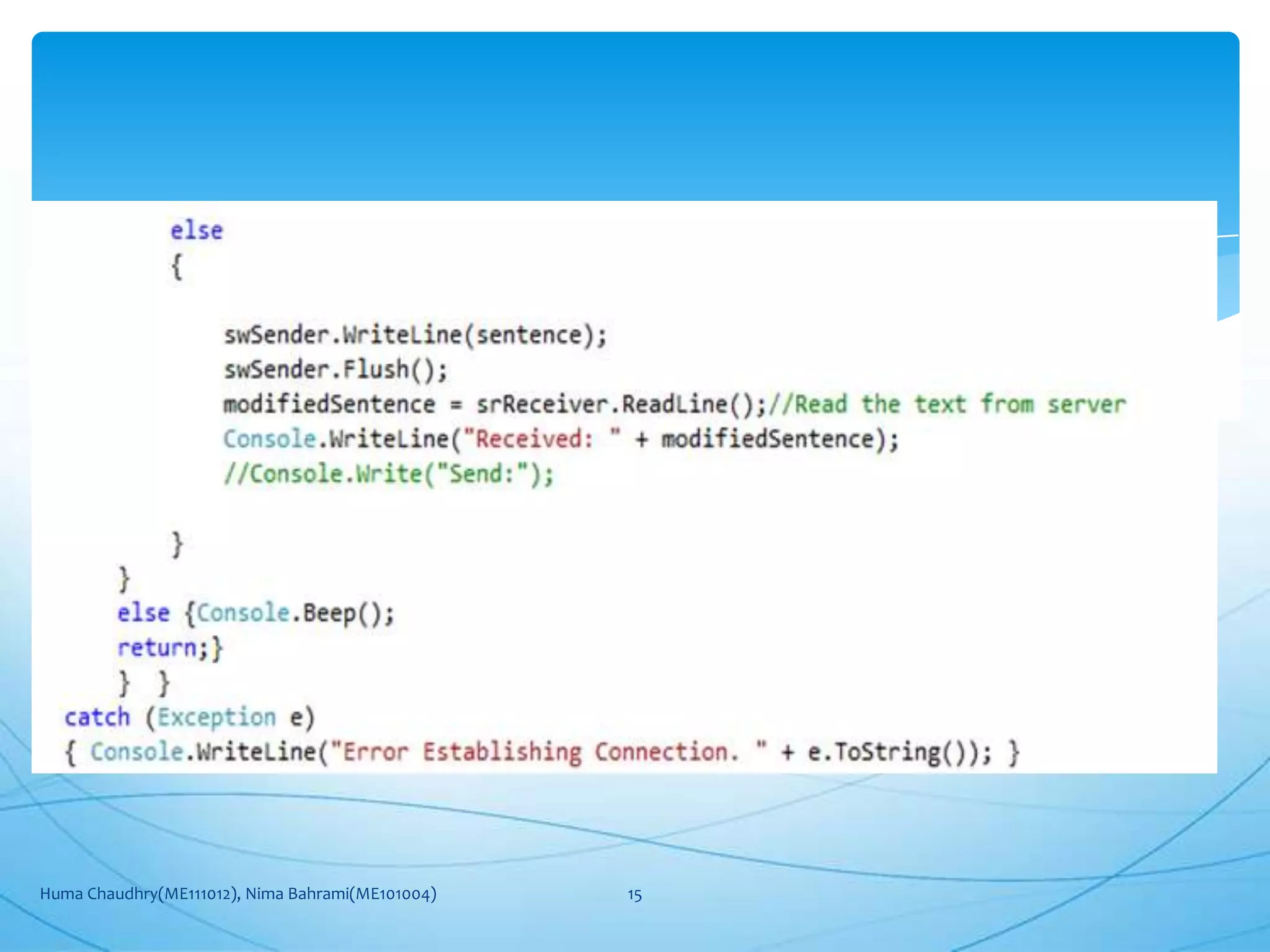 TCP file upload server client example | PPTX | Computer Networking | Computing