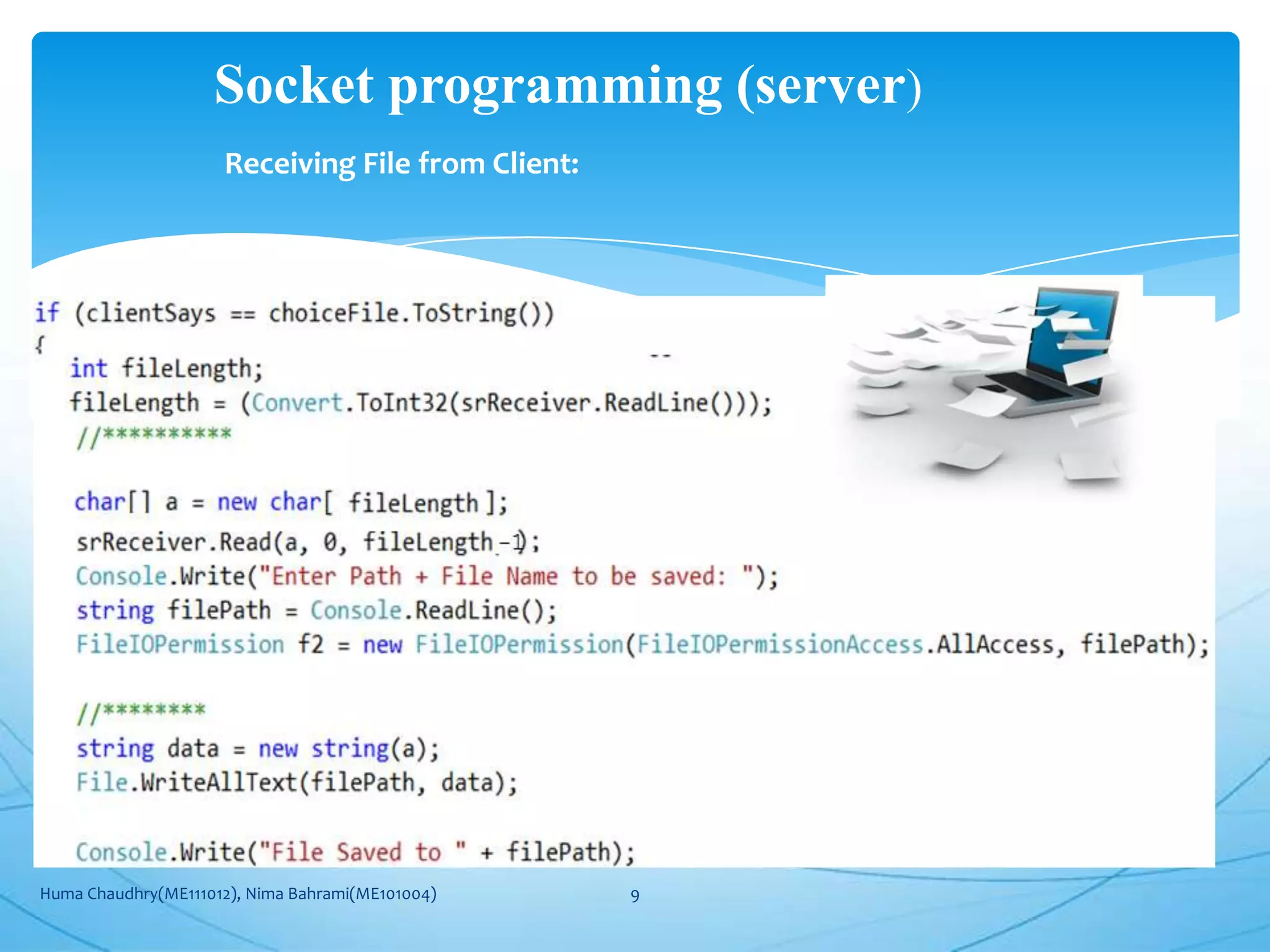 TCP file upload server client example | PPT