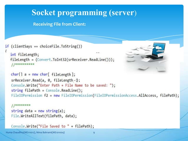 TCP file upload server client example | PPTX | Computer Networking | Computing