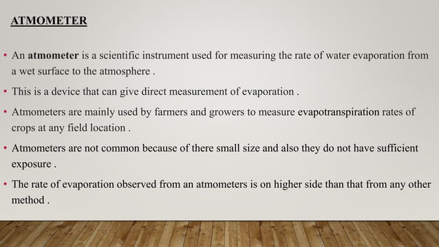 ATMOMETER AND PAN EVAPORATION | PPTX | Science