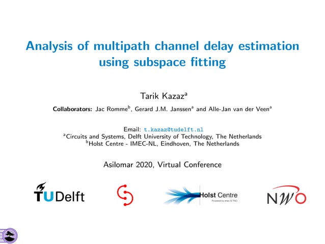 Analysis of multipath channel delay estimation using subspace fitting | PPT