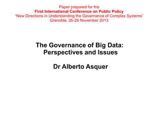 Governance of Big Data | PPTX