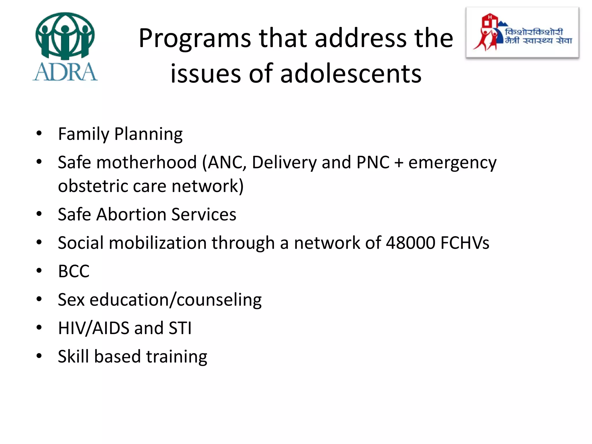 Adolescent Sexual and Reproduction Health Presentation | PDF