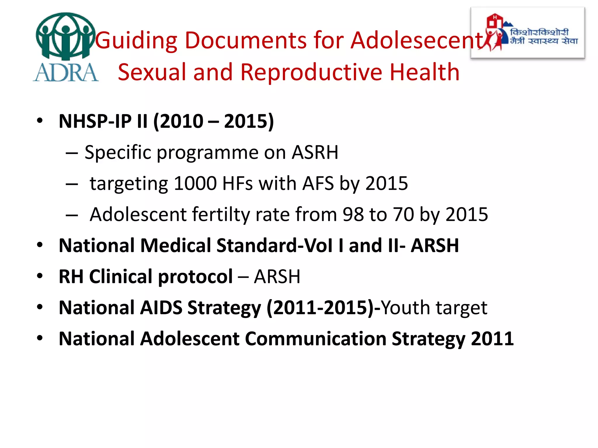 Adolescent Sexual and Reproduction Health Presentation | PDF