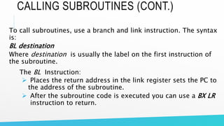 ARM Architecture Subroutine and Flags | PPT