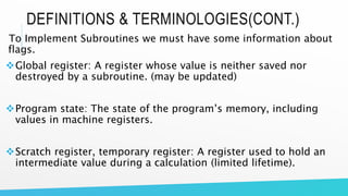 ARM Architecture Subroutine and Flags | PPT