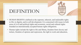 Human Rights of women definition examples girl child protection | PPT