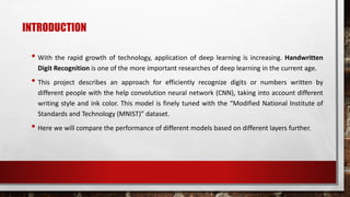 Handwritten Digit Recognition and performance of various modelsation ...