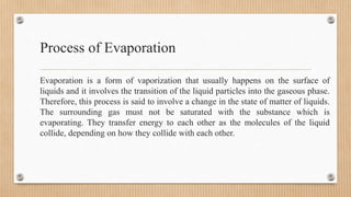 Presentation on Evaporation, its process and factors affecting ...