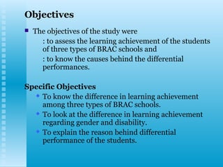 Students Learning Performance in Various Types of BRAC Schools | PPT
