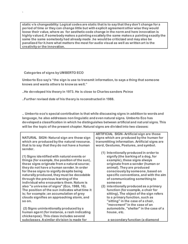 Signs and codes semiotic analysis | DOCX