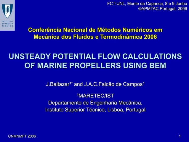 Unsteady Potential Flow Calculations of Marine Propellers Using BEM | PPT