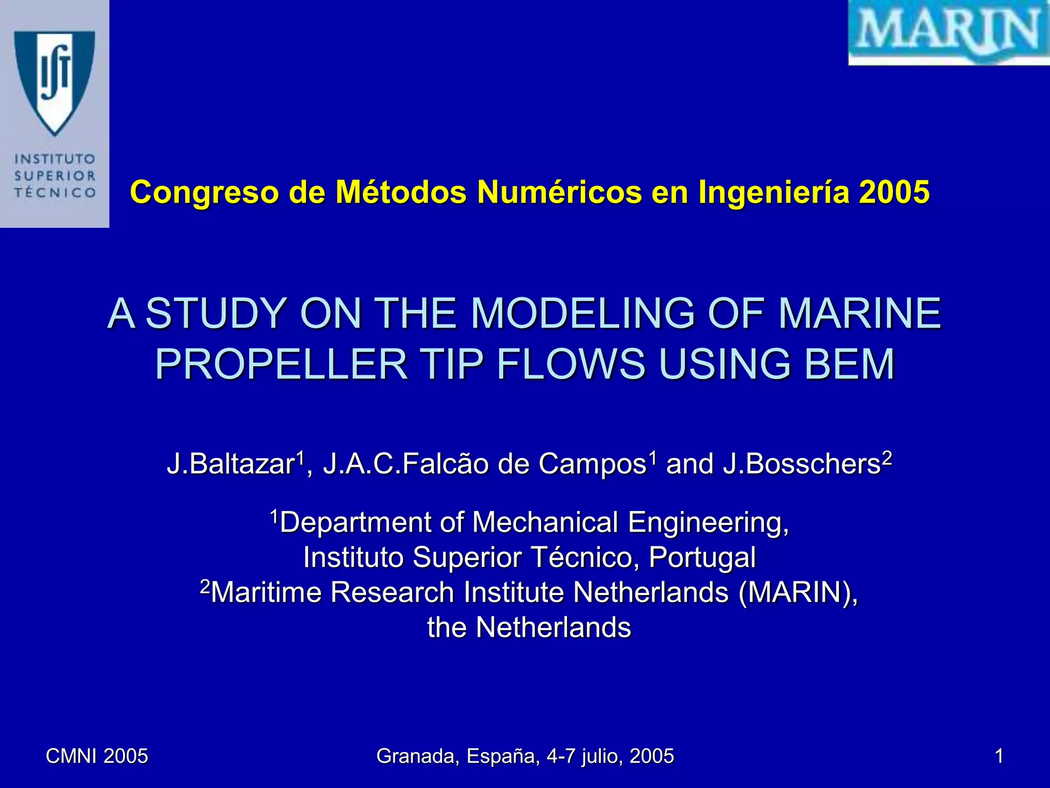 A Study on the Modeling of Marine Propeller Tip Flows Using BEM | PPT