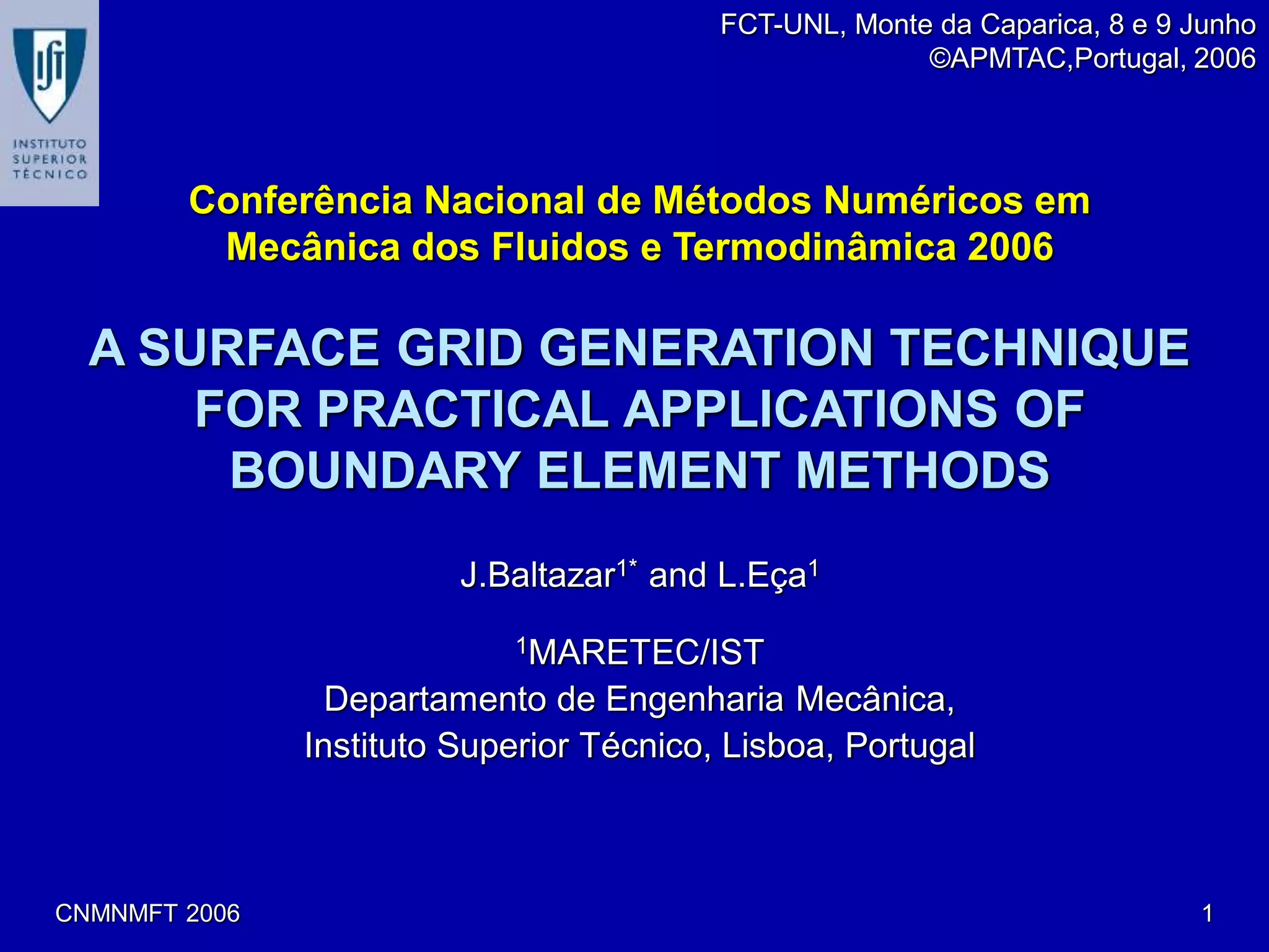 A Surface Grid Generation Technique for Practical Applications of Boundary Element Methods | PPT