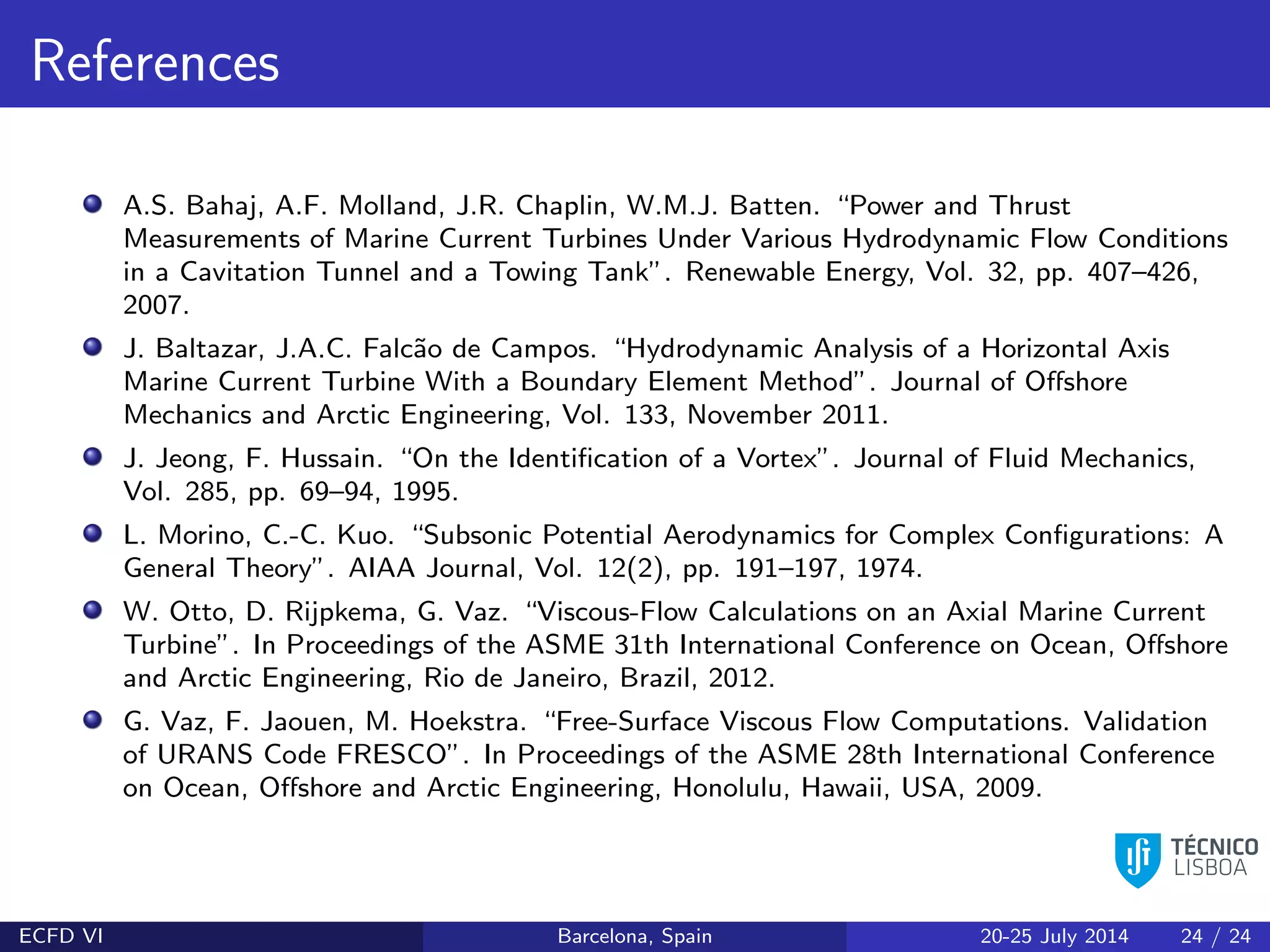 A Comparison Of Panel Method And Rans Calculations For A Horizontal Axis Marine Current Turbine
