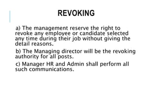Recruitment And selection Policy of Event Management company | PPTX