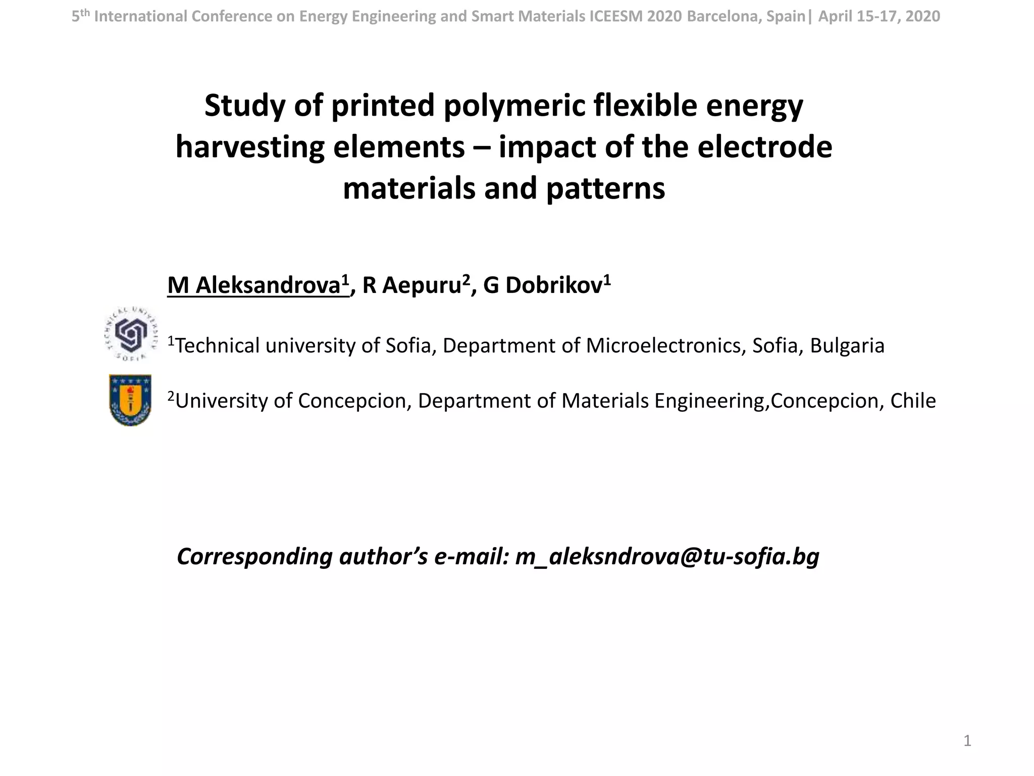 Printed polymer flexible energy harvesting - impact of the electrode ...