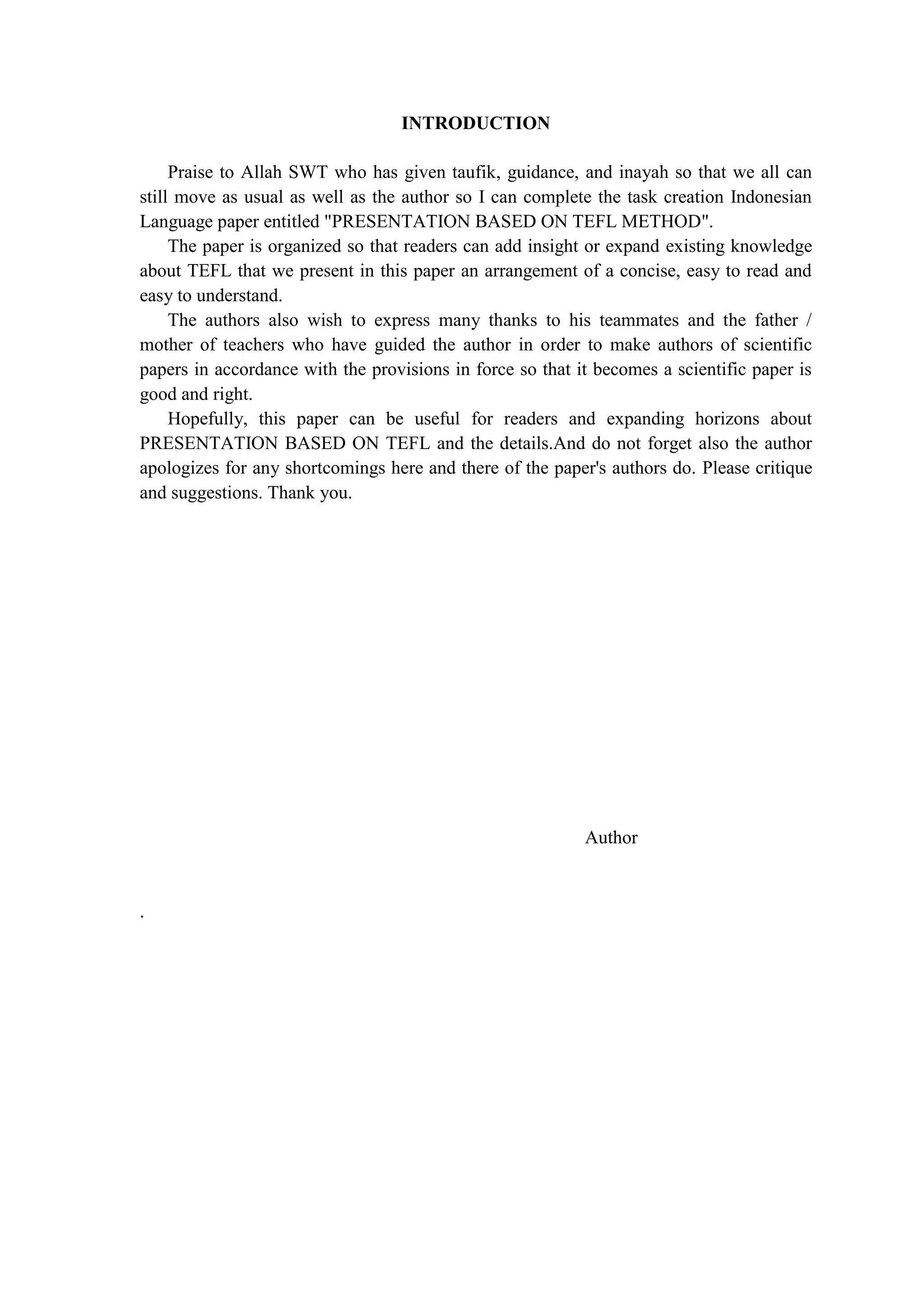 Presentation based on tefl method | DOCX